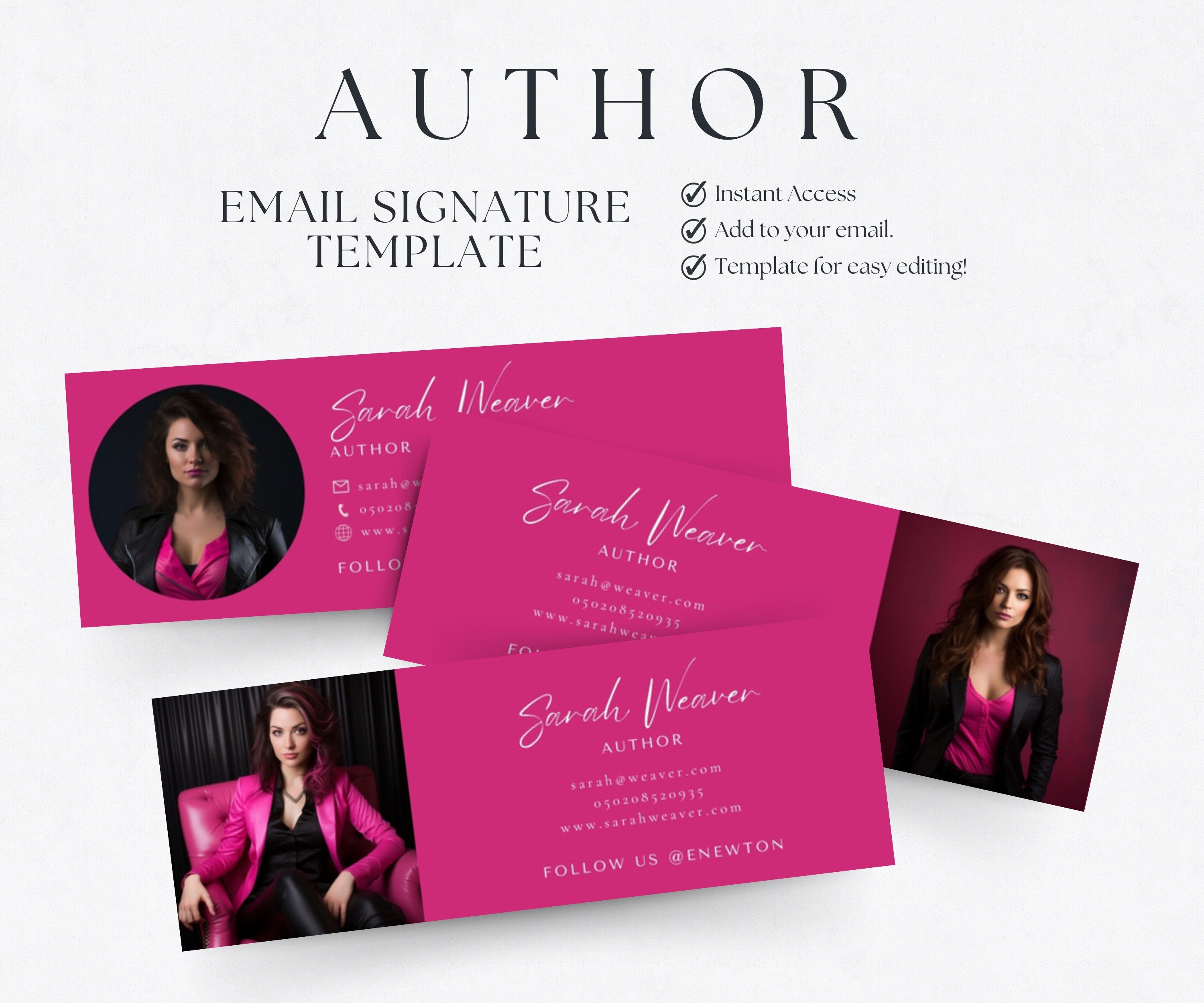 Romance Author Email Signature Template, Writer Business Branding ...