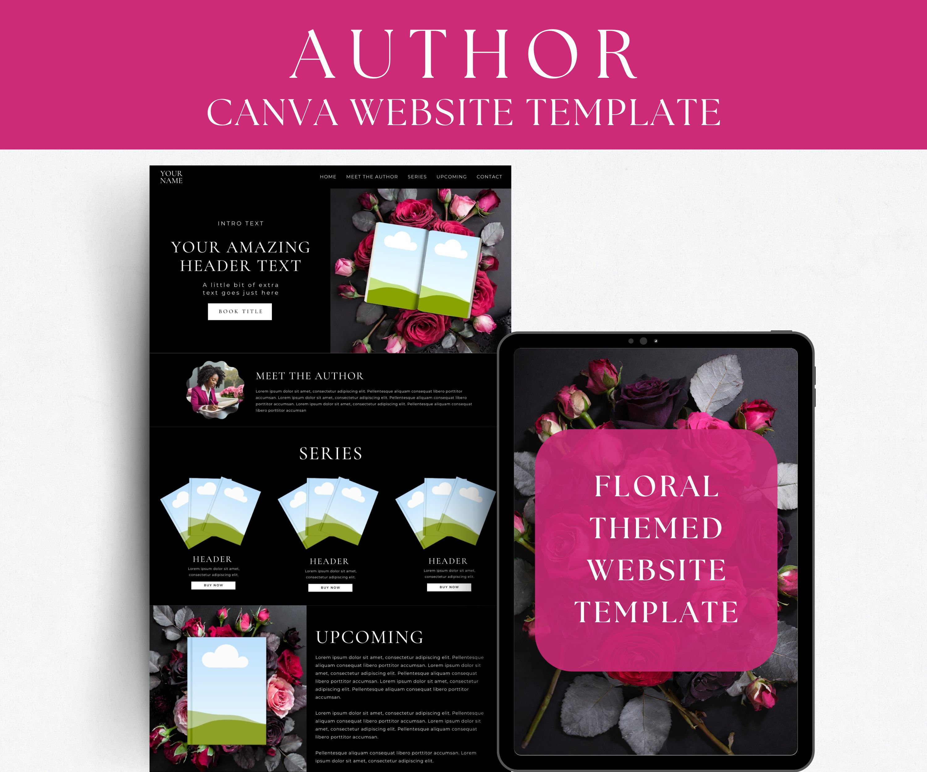 Canva Website Template for Authors, Website Design, Fantasy Romance, Dark Romance, Landing Page ...