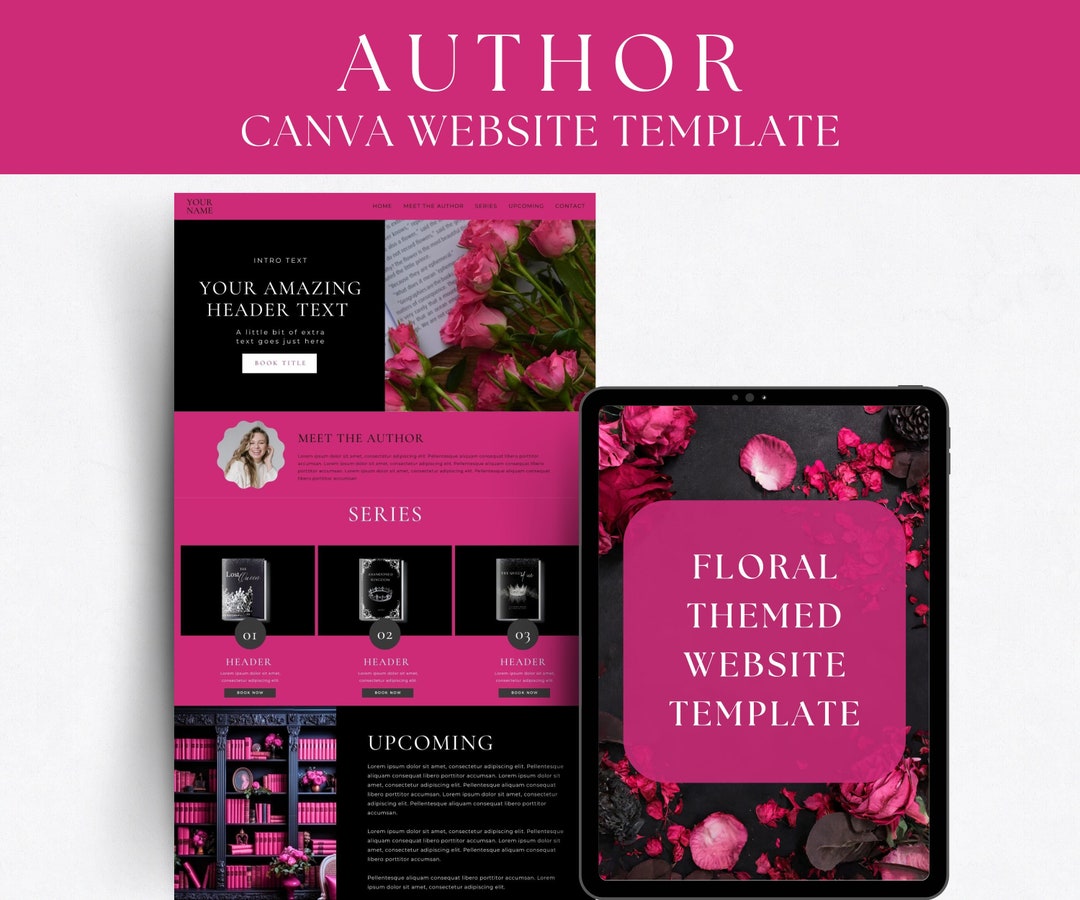 Canva Website Template for Authors, Website Design, Fantasy Romance, Dark Romance, Landing Page ...
