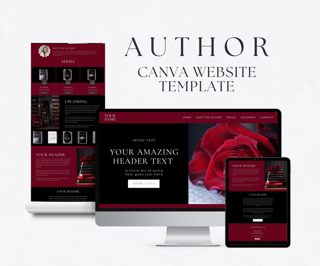 Canva Website Template for Authors, Website Design, Fantasy Romance, Dark Romance, Landing Page ...