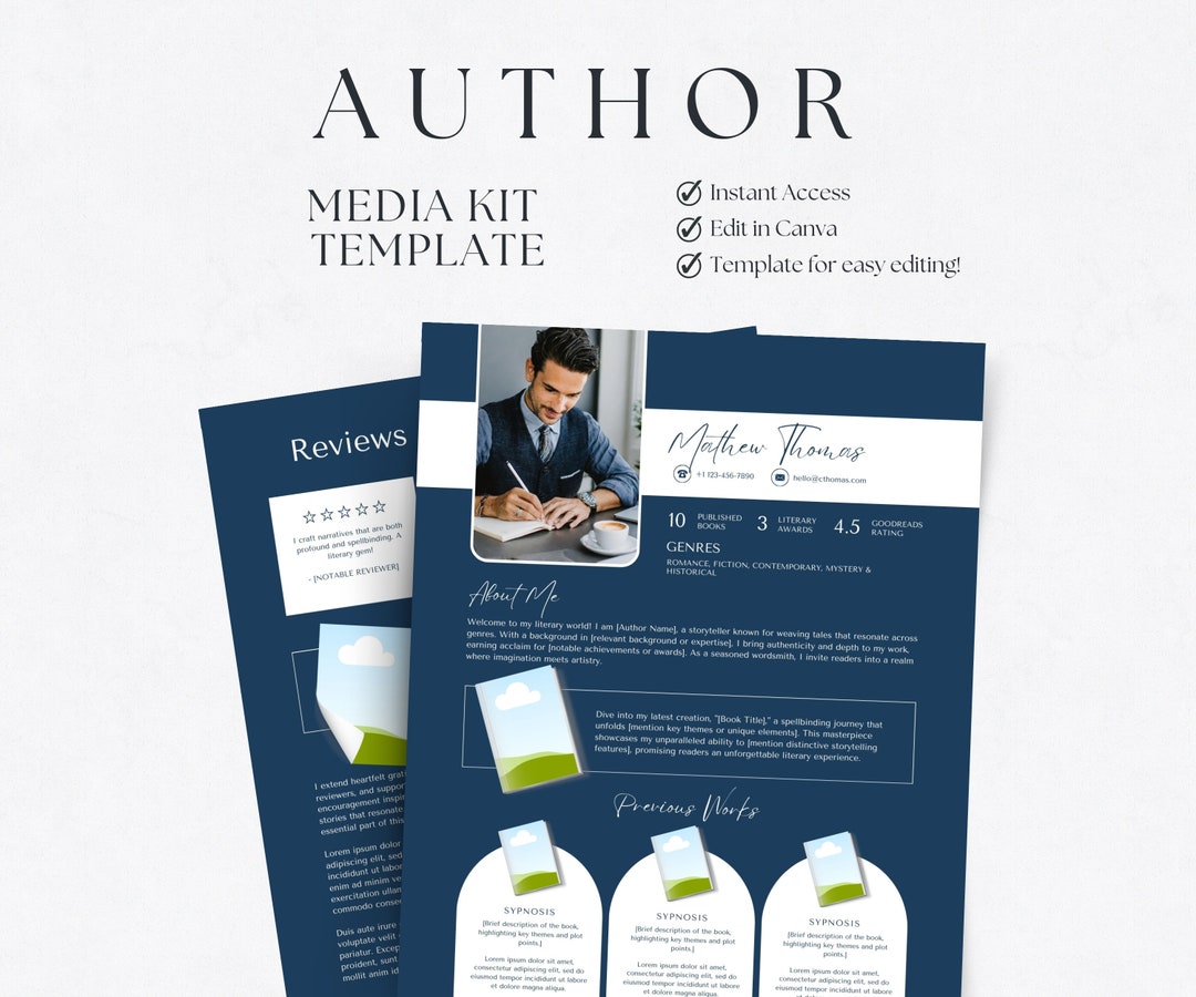 Author Media Kit Template, Social Media, Canva Branding, Bookstagram ...