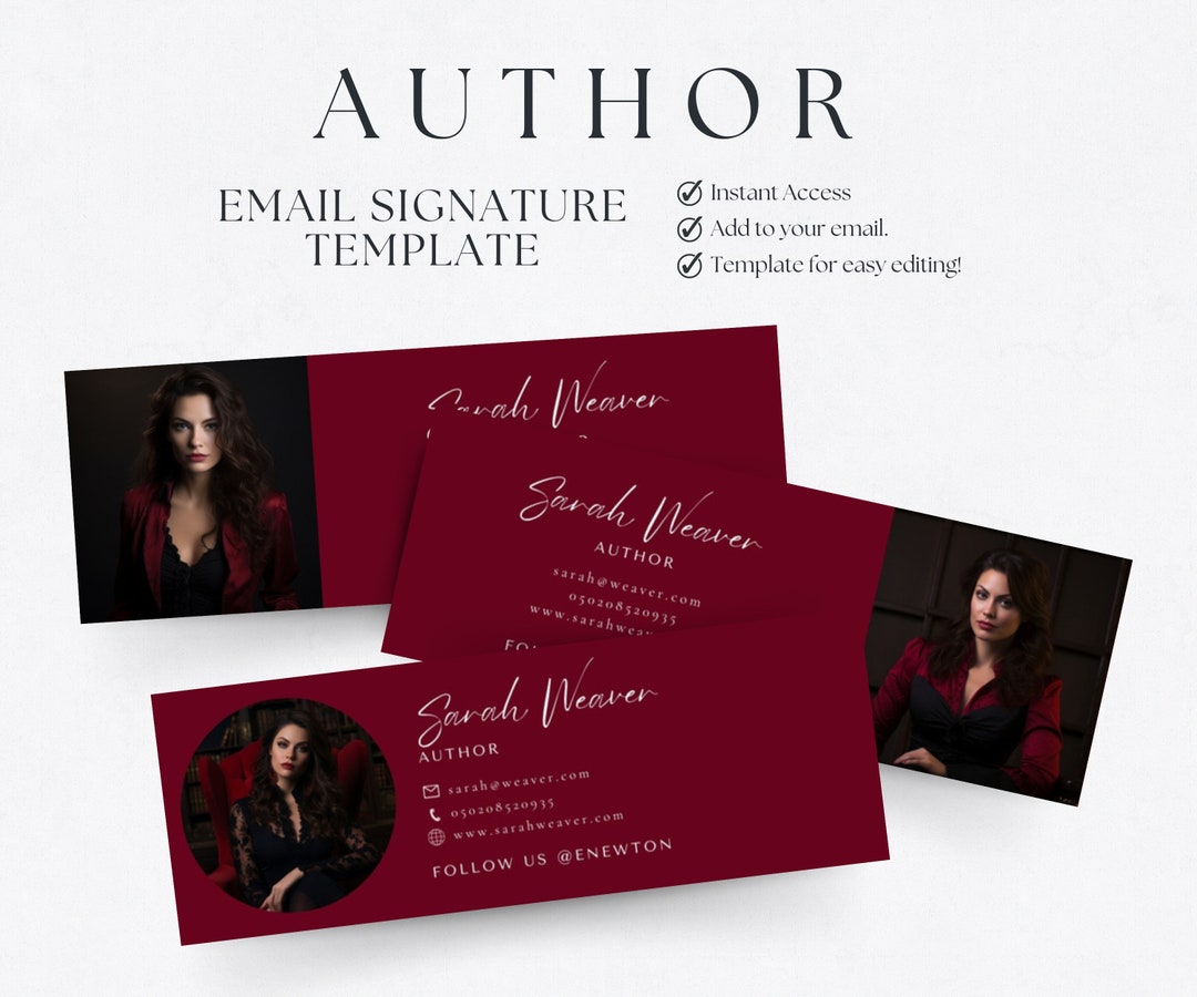 Romance Author Email Signature Template, Writer Business Branding ...