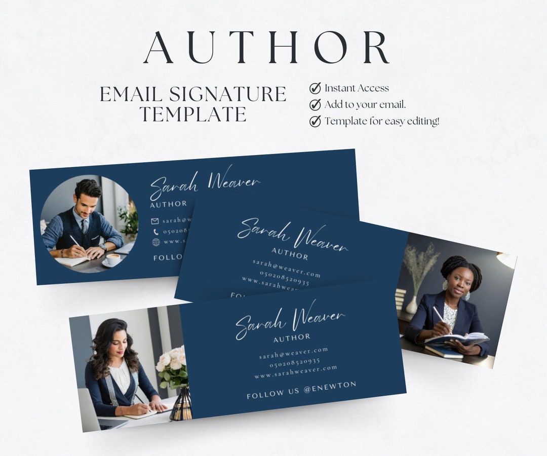 Author Email Signature Template, Writer Business Branding, Canva ...