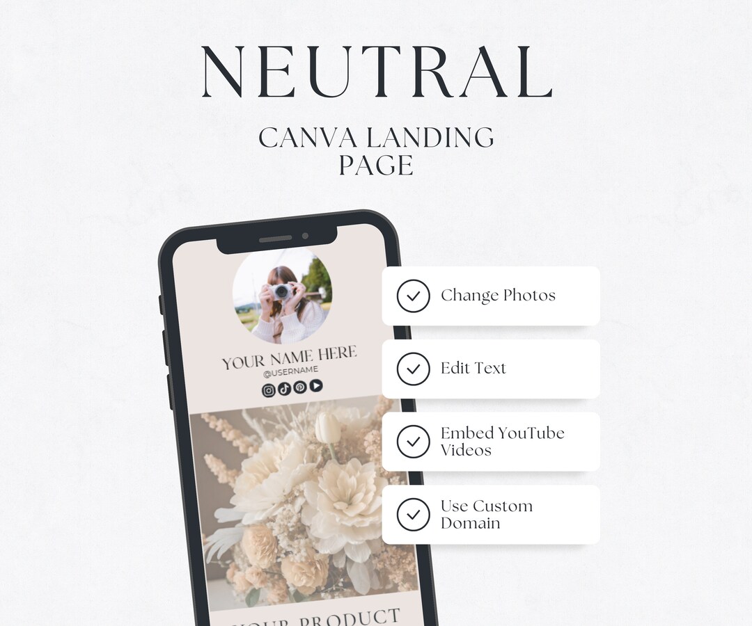 Neutral Canva Landing Page Template (digital Download) - Etsy