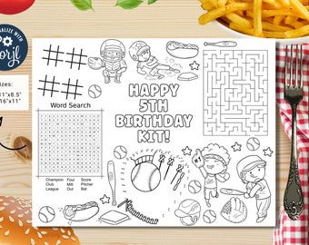 Happy Birthday Coloring Page Baseball Theme - Etsy