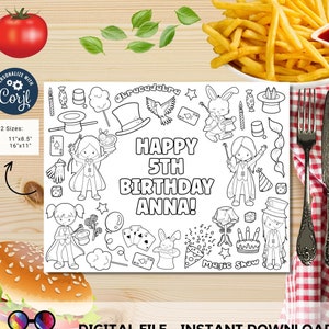 Editable Magic Show Coloring Page | Girl | Placemat Coloring Page | Any ...