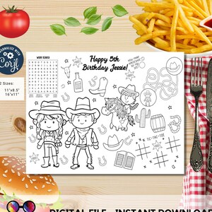 Editable Rodeo Birthday Activities Coloring Page | Wild West Cowgirl ...