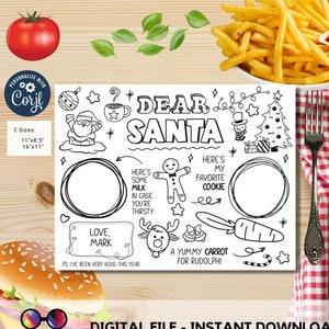 Editable Santa Cookie Tray Placemat Coloring Page | Placemat Coloring ...