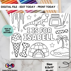 Editable Name Coloring Page | I is for | Personalized Name Alphabet ...