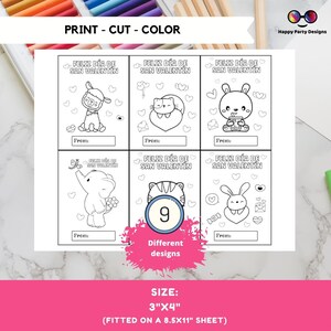 Spanish Valentines Day Printable Coloring Cards INSTANT DOWNLOAD Set of ...