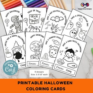EDITABLE Halloween Printable Coloring Cards Set of 8 | for Kids ...
