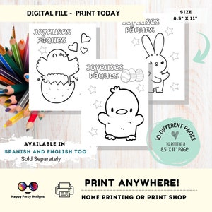 FRENCH Printable Coloring Pages | for Kids | Easter Colouring Activity ...