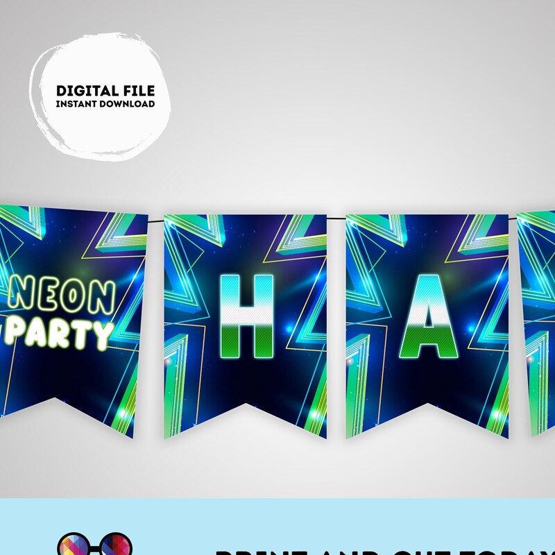 Neon Birthday Banner - Etsy
