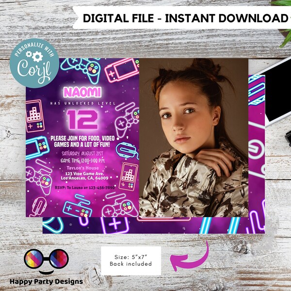 Neon Invitation - Etsy