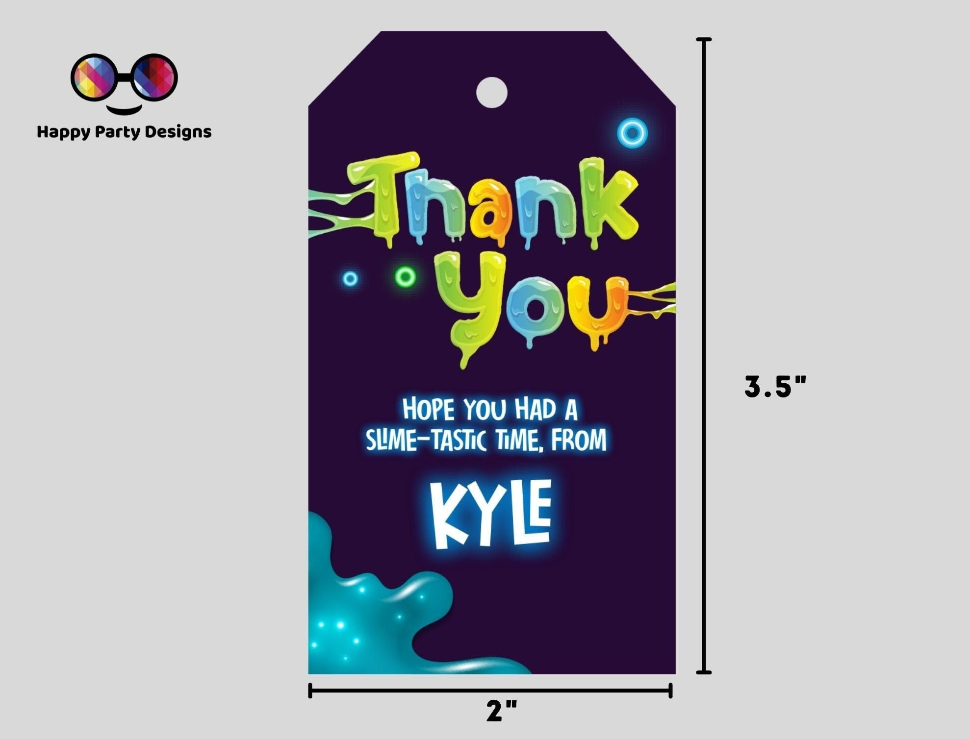 Editable Slime Birthday Thank You Gift Tags Slime Party - Etsy