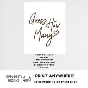 Editable Guess How Many Sign | Bridal Shower | Baby Shower Game ...