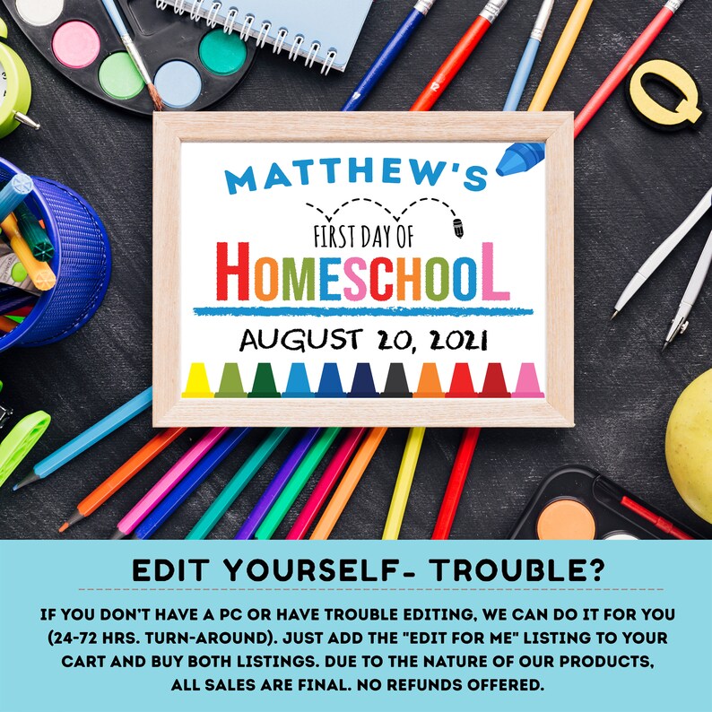 Editable First Day of Homeschool Homeschooling Sign 1st - Etsy