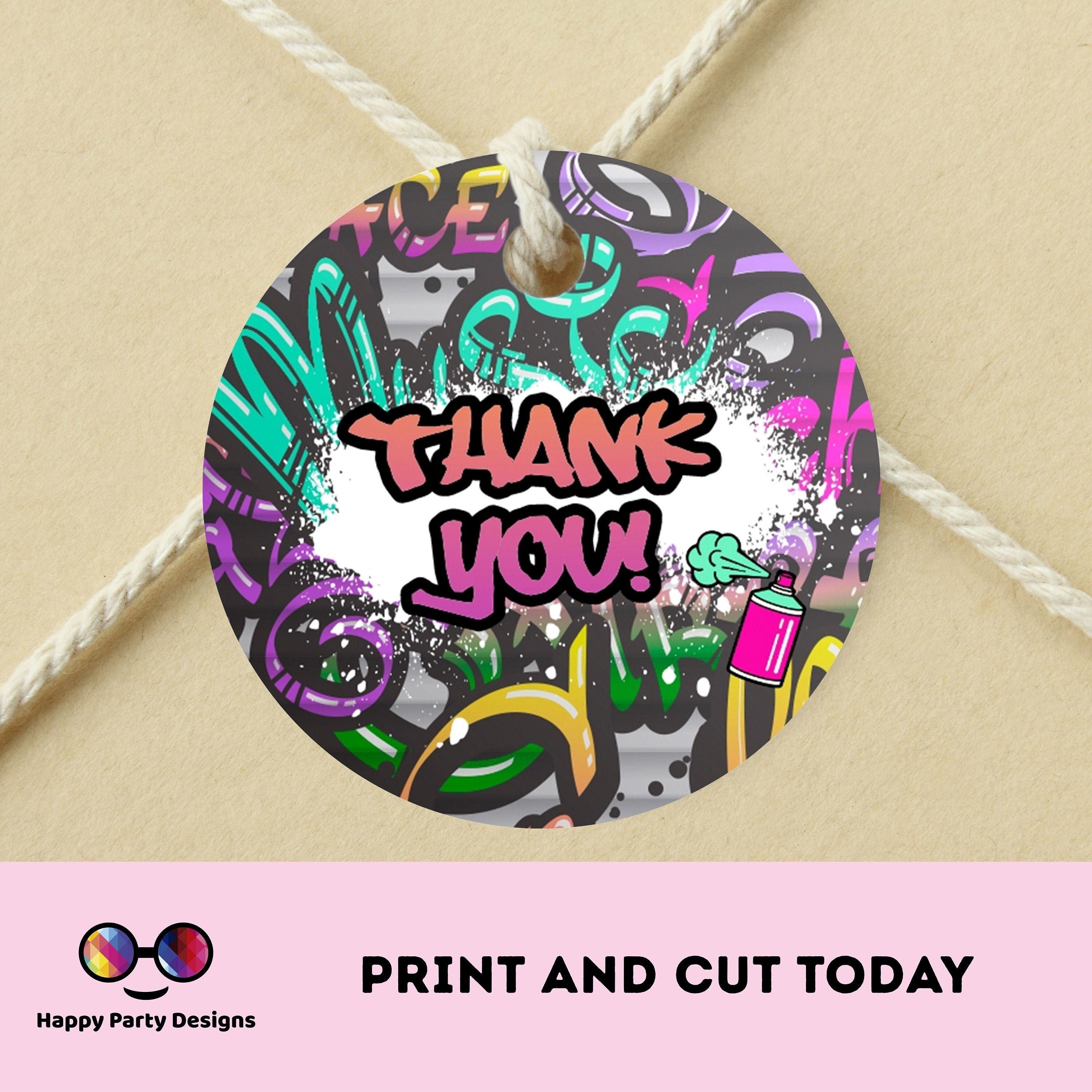 Graffiti Thank You Tag | Digital Graffiti Printable Thank You Tag ...