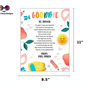 Gift From Teacher | End of School Letter | Goodbye Poem to Students ...