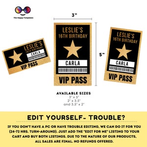 Editable Rockstar Party VIP Party | rockstar VIP Party Backstage Pass ...