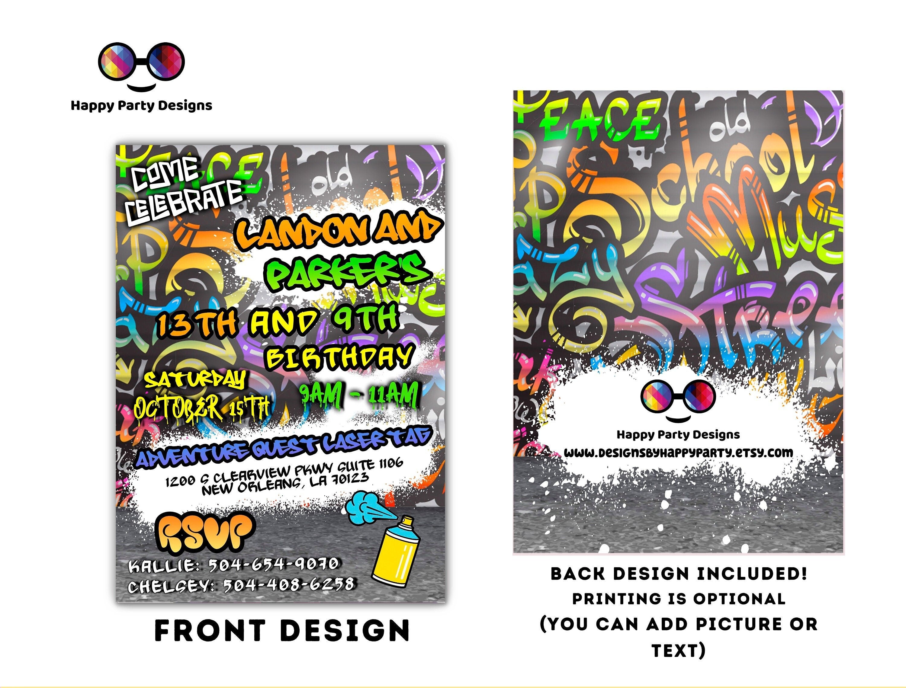 Editable Graffiti Invitation Digital Graffiti Printable - Etsy Australia