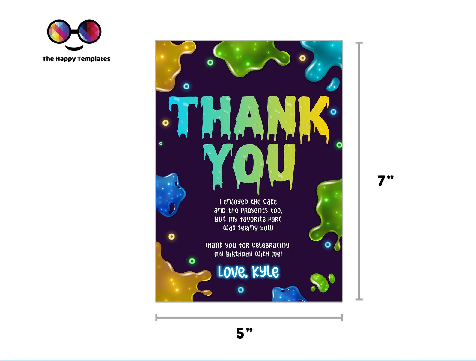 Slime Thank You Card | Slime Party Invitation | Birthday Boy | Slime ...