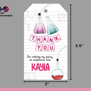 Editable Science Birthday Thank You Gift Tags | Mad Scientist Favor ...