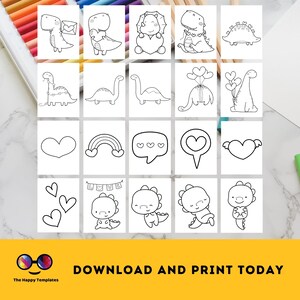 Valentine's Dinosaur Printable Coloring Pages | for Kids | Dino ...