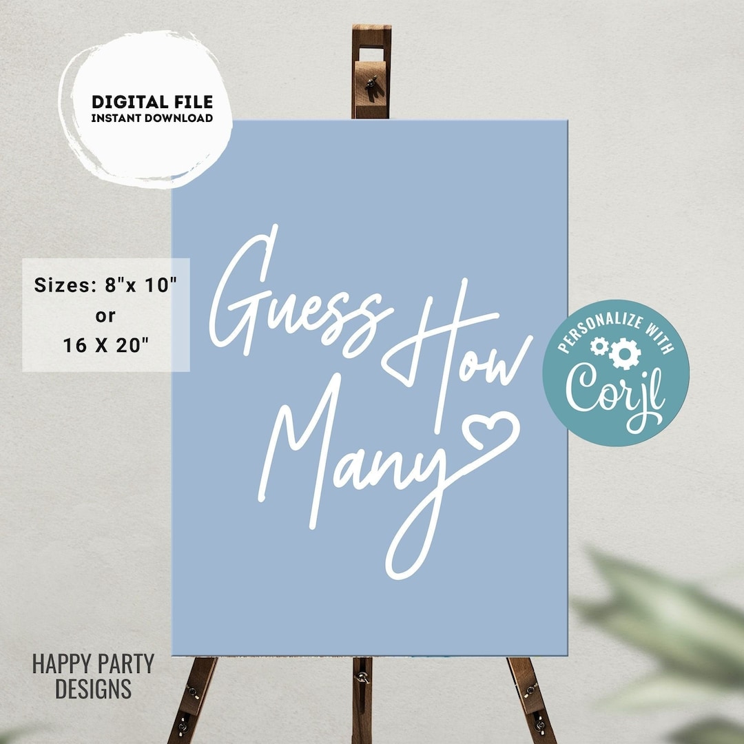 Editable Guess How Many Sign | Bridal Shower | Baby Shower Game | Baby ...