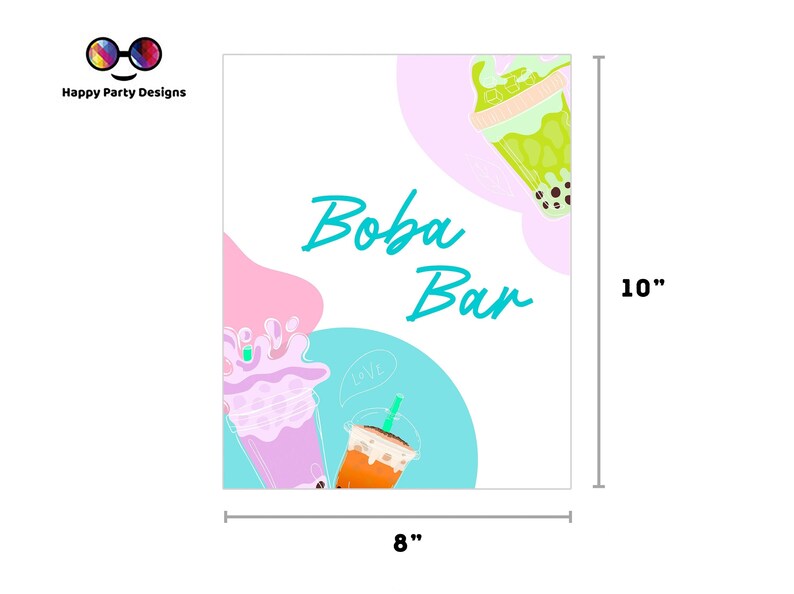 Editable Tea Party Birthday Sign Tea Invite Boba Tea Party - Etsy