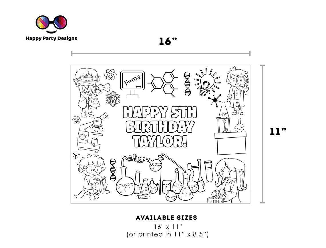 Editable Science Coloring Page Mad Scientist Coloring Page - Etsy