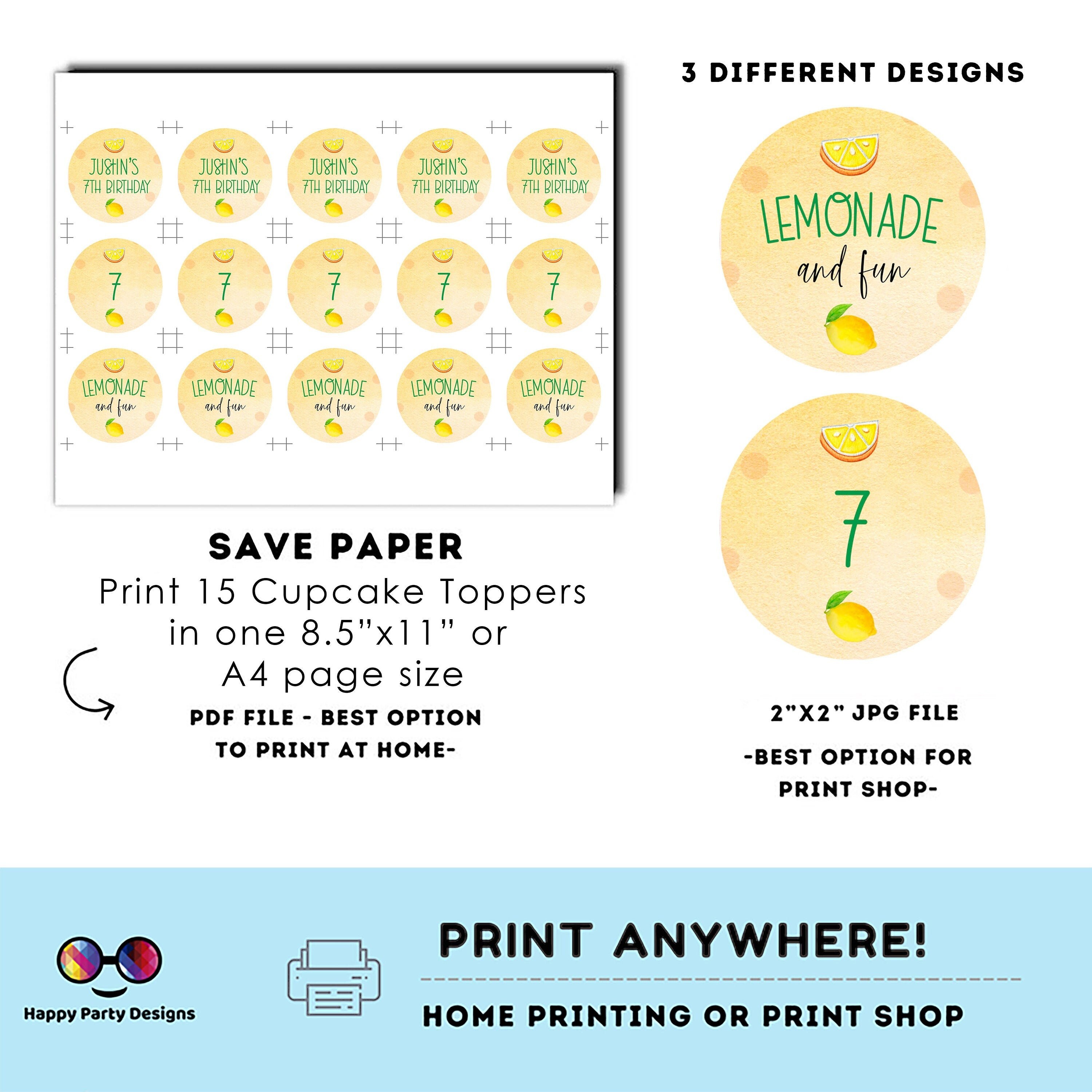 Editable Lemonade Round Cupcake Toppers Lemonade Birthday - Etsy Canada