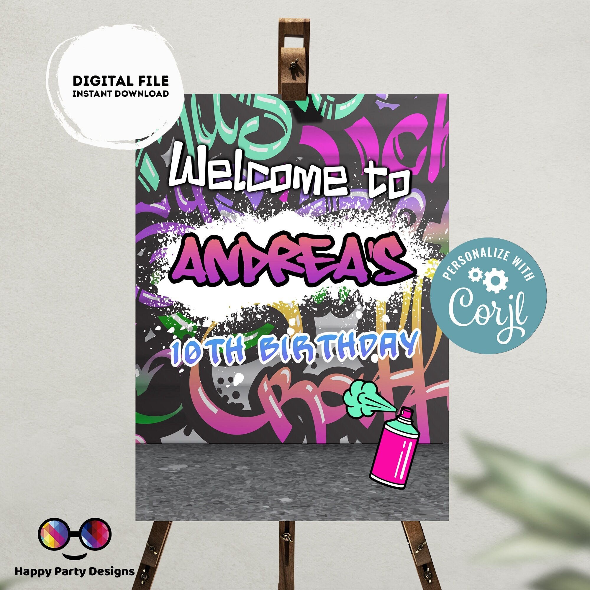 Editable Graffiti Welcome Sign Digital Graffiti Printable - Etsy