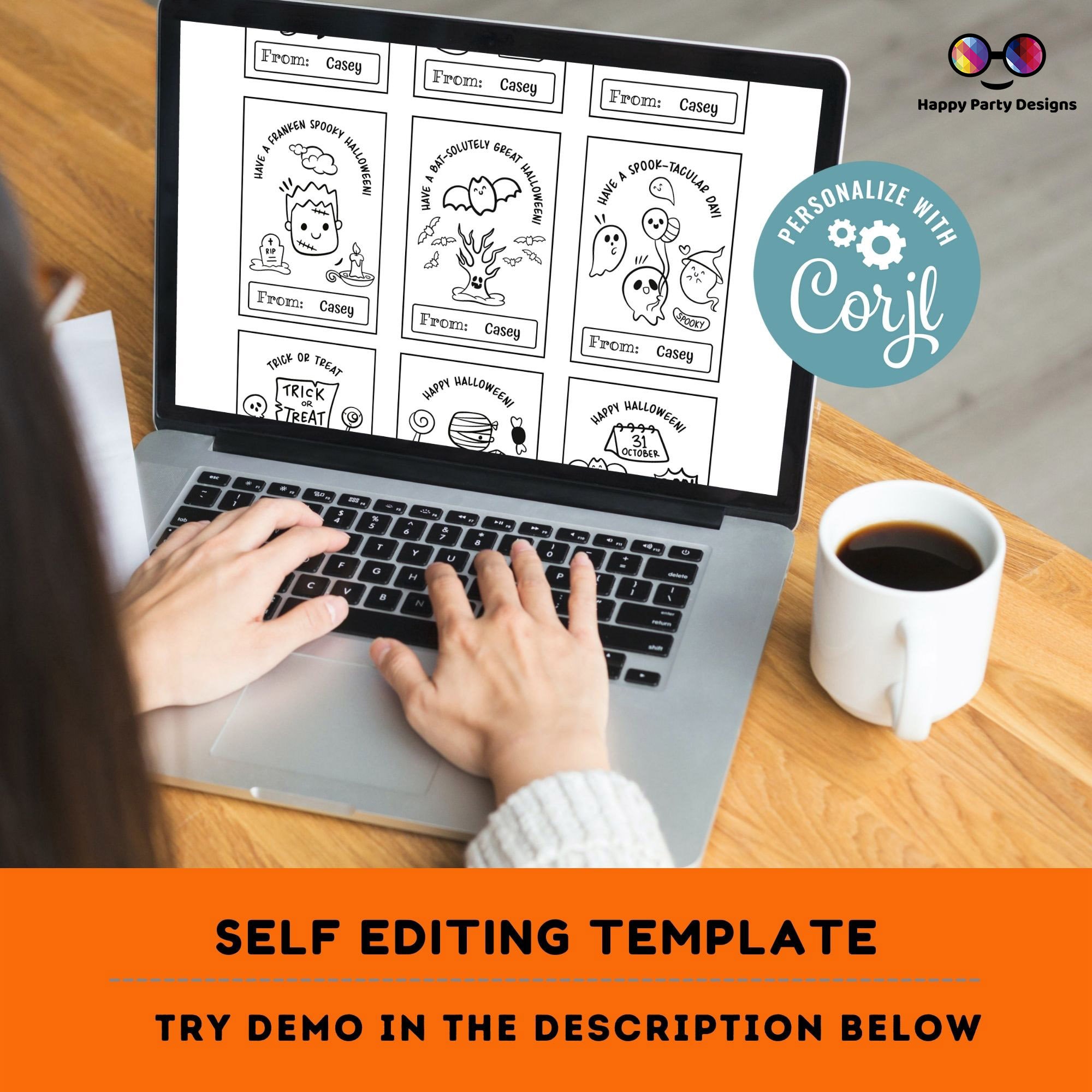 EDITABLE Halloween Printable Coloring Cards Set of 9 | for Kids ...