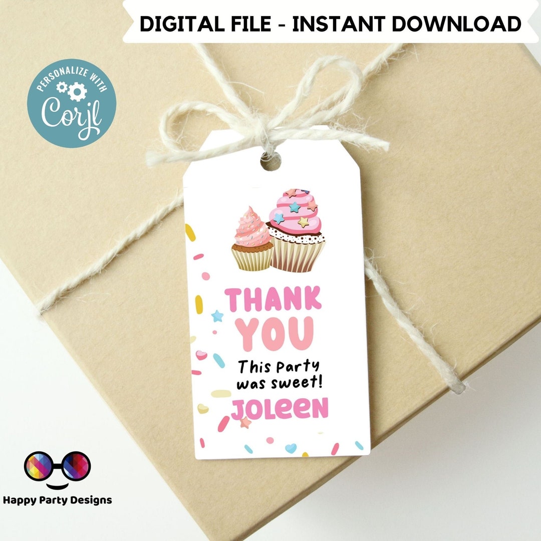 Editable Cupcake Decorating Favor Tags Tags | Baking Birthday Thank You ...