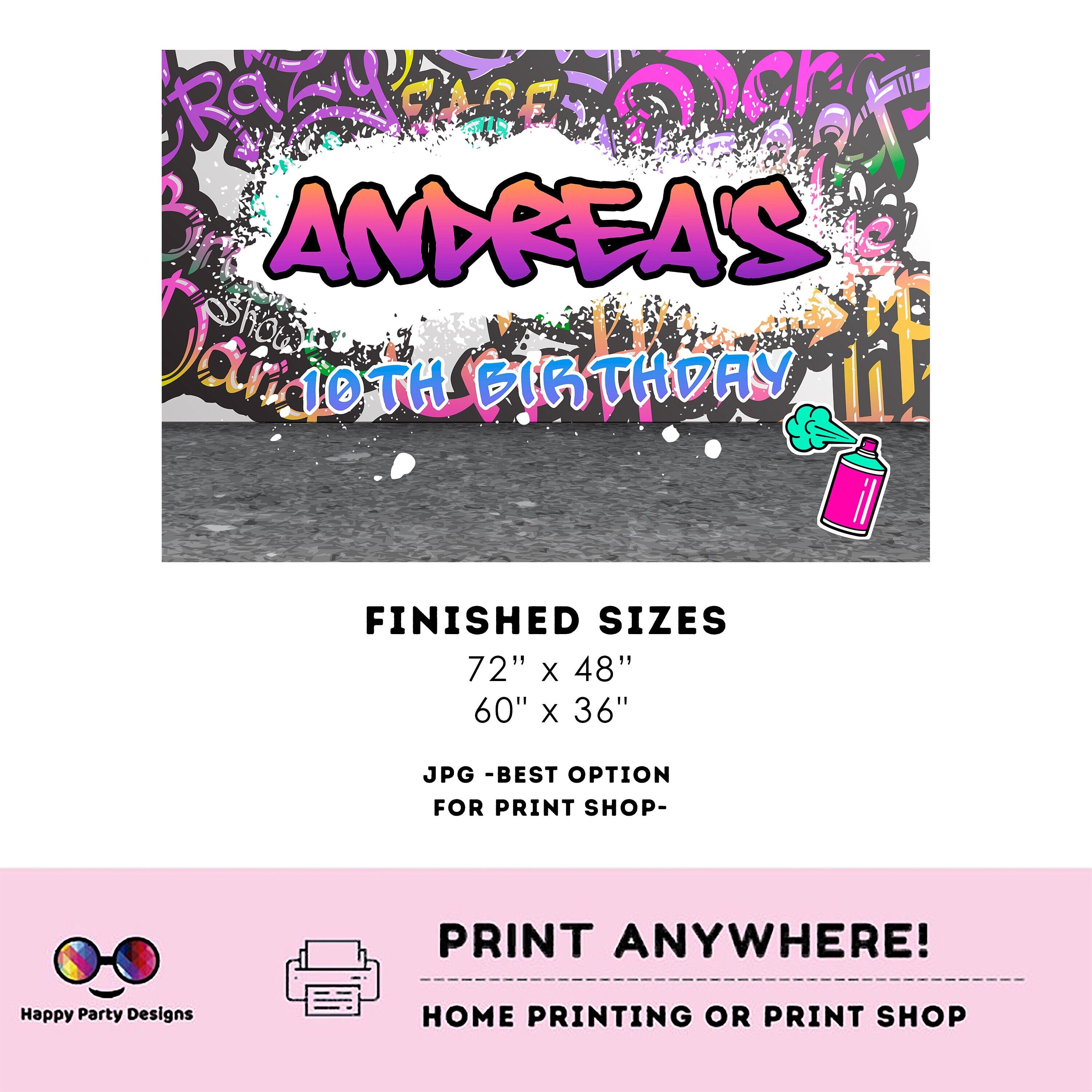 Editable Graffiti Backdrop Banner | Digital Graffiti Printable Pink ...
