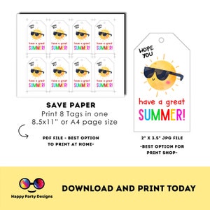 Instant Download End of School Year Tag | Summer Tags | Printable ...