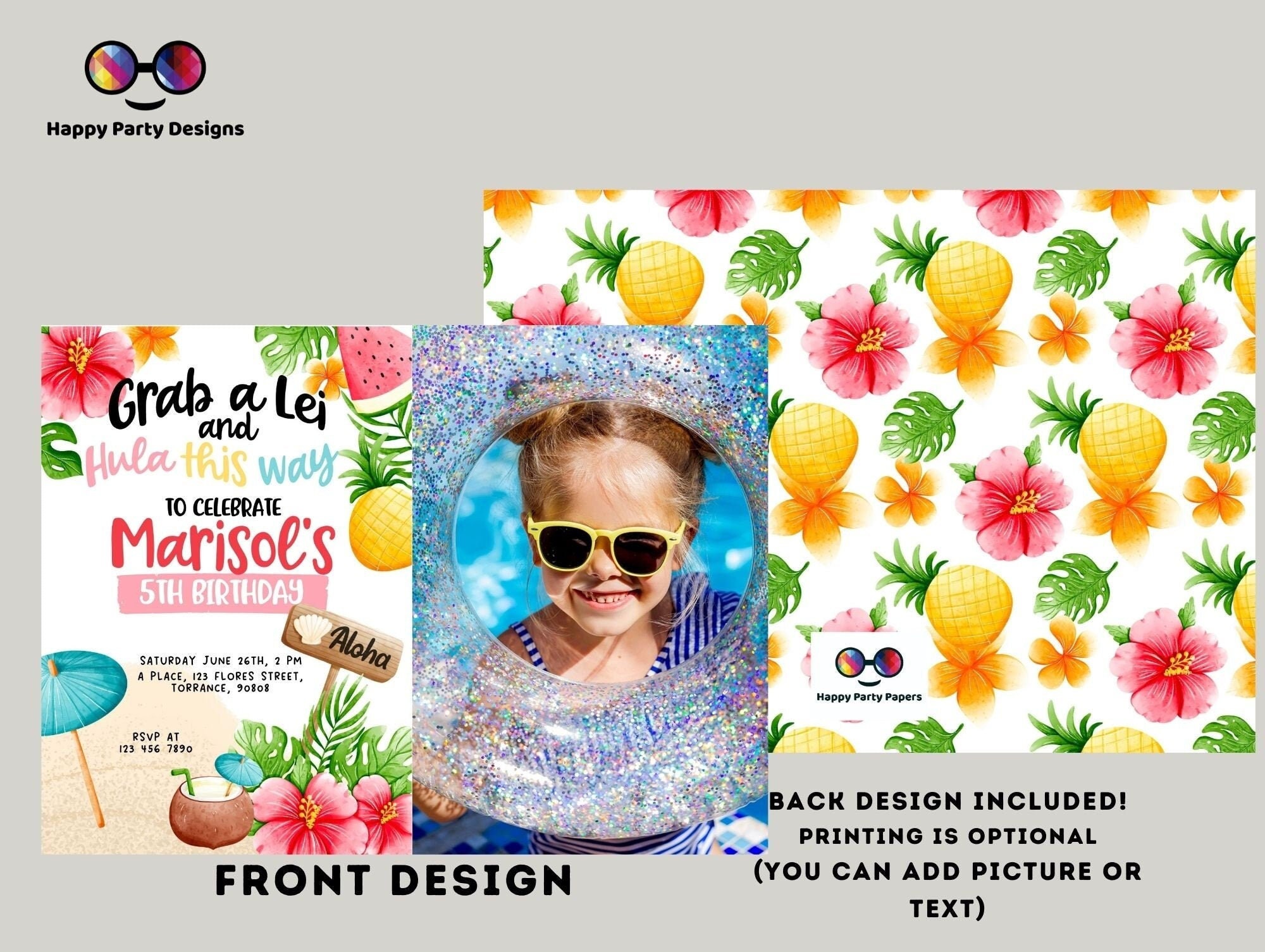 Editable Grab a Lei and Hula This Way Invitation Template With - Etsy