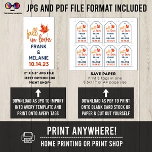 Editable Fall in Love Favor Tags | Fall Leaf Classic Look Thank You ...