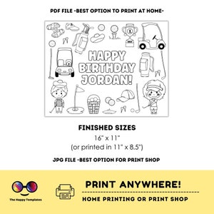 Editable Mini Golf Birthday Coloring Page | Hole in One Party | Sports ...
