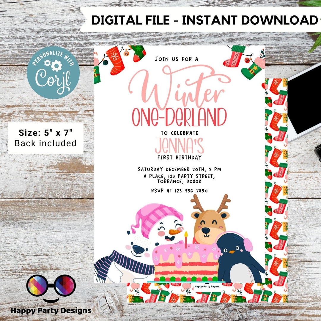 Editable Winter One-derland Invitation | Digital Winter Birthday ...