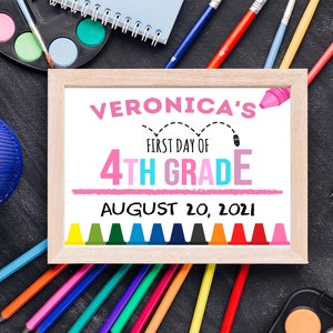 Editable First Day of 4th Grade | Forth Grade Sign | 1st Day of 4th ...