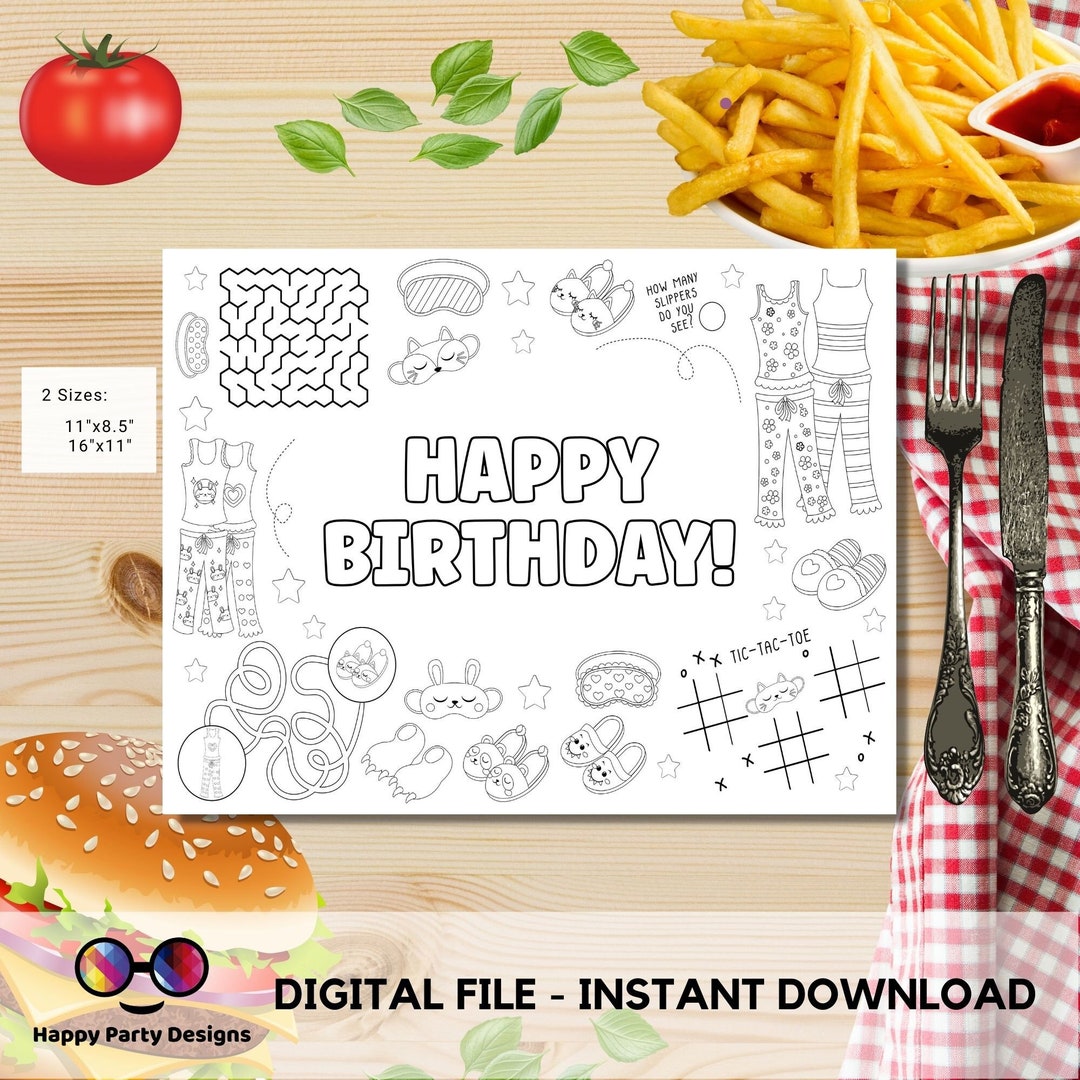 Sleepover Coloring Activity Page Instant Download | Slumberparty ...