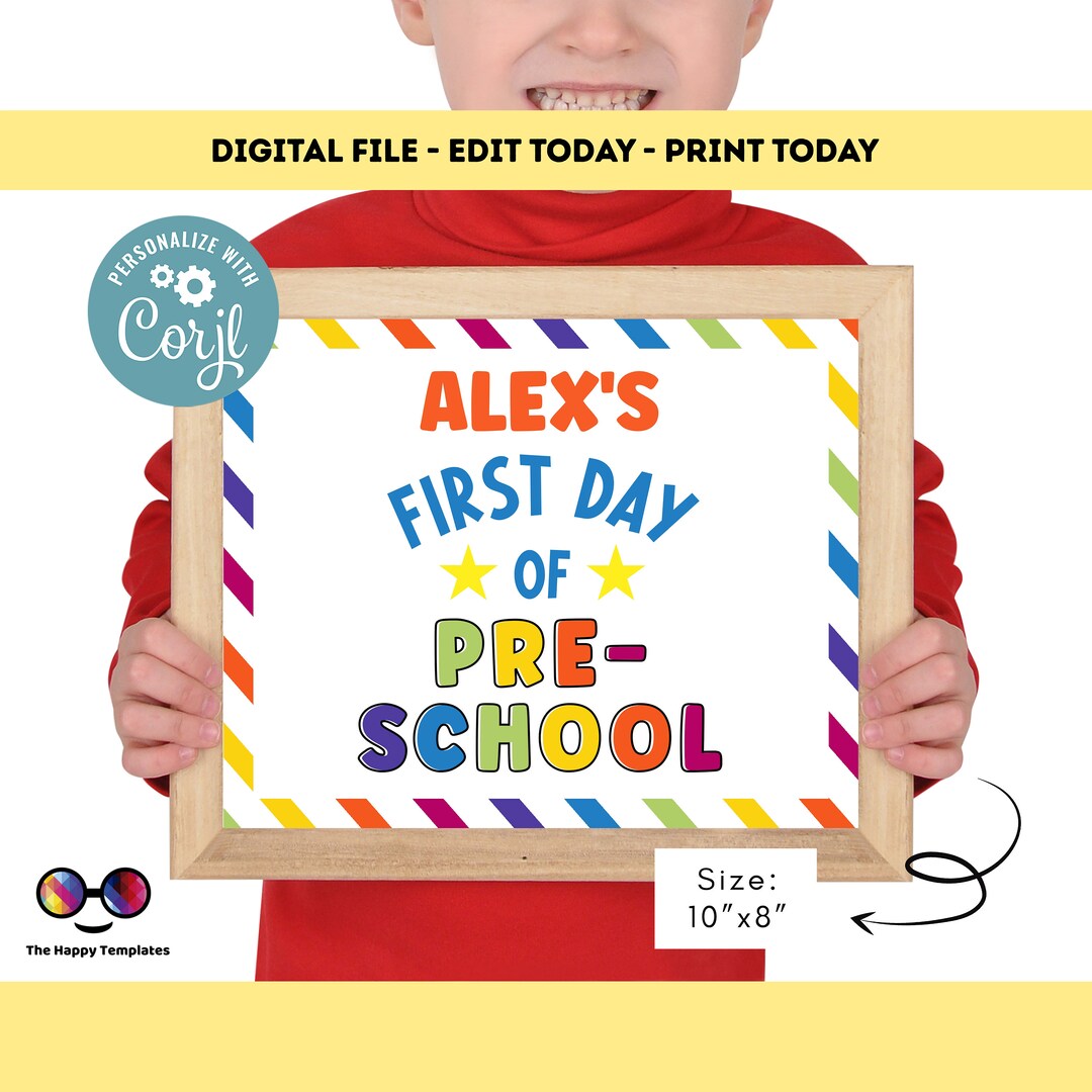 Editable First Day of Preschool | Preschool Sign | 1st Day of Preschool ...