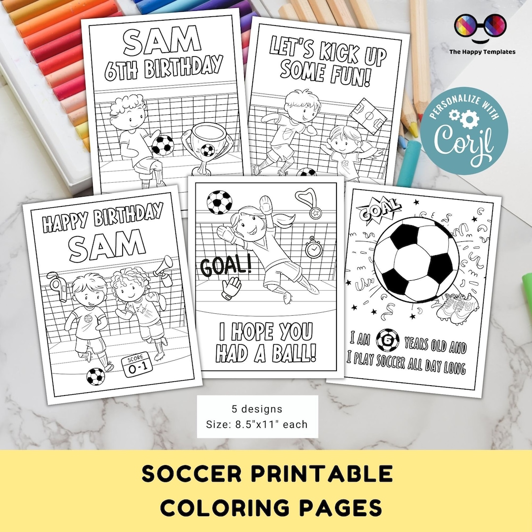 Editable Soccer Coloring Pages 5 | Soccer Birthday Activity | Any Age ...