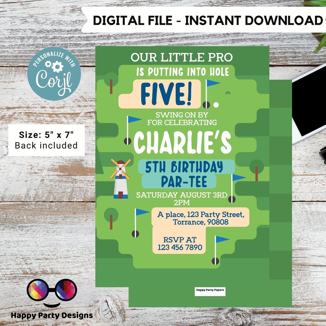 Editable Mini Golf Party Invite | Boy Golf Invitation | Printable Golf ...