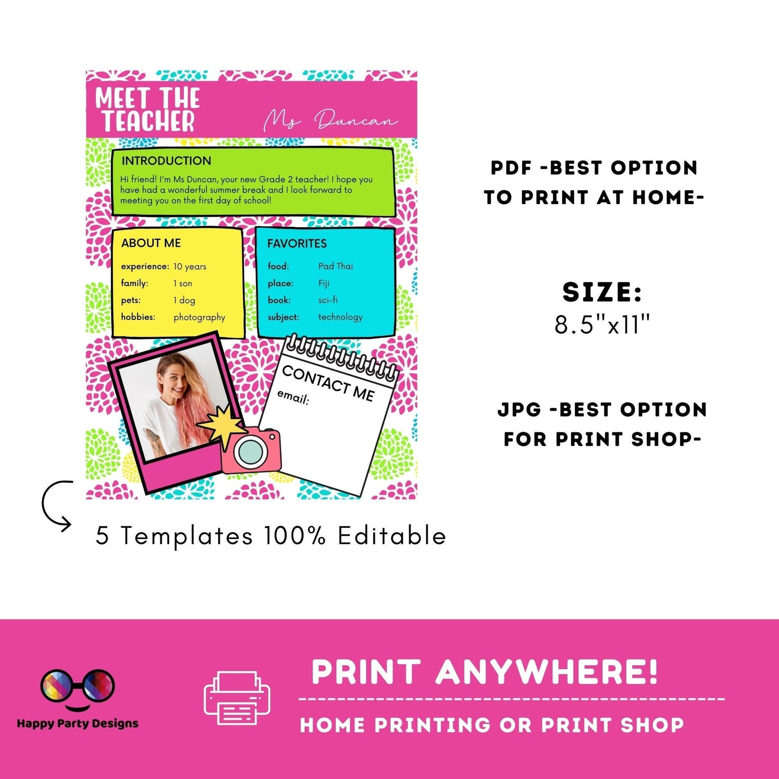 Editable Neon Meet the Teacher Templates Bundle Meet the - Etsy Canada