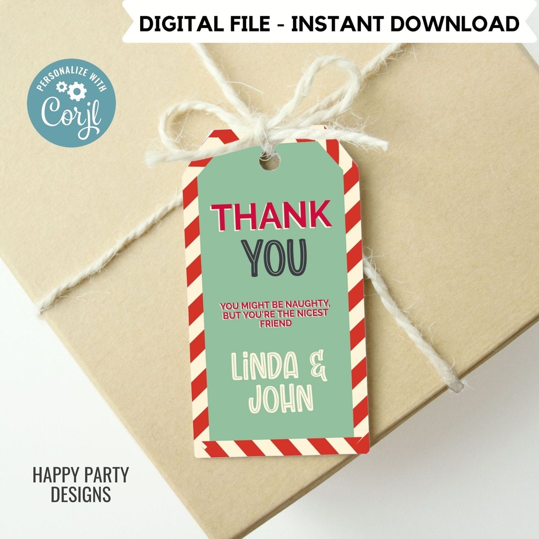 Editable Christmas Party Thank You Tag Christmas Printable Thank You ...