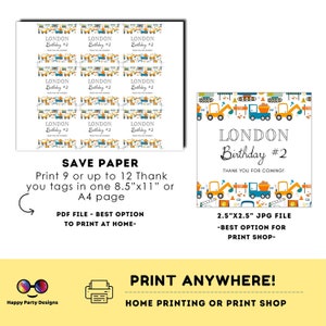 Editable Under Construction Squared Favor Tags | Trucks Favor Tags ...