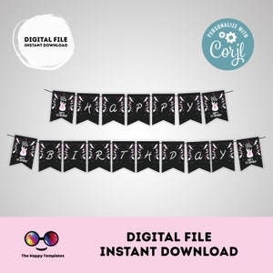 Editable Rock 'n Roll Happy Birthday Banner | Printable Birthday Banner ...